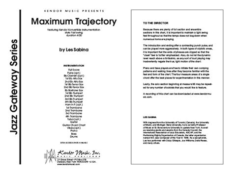 Maximum Trajectory Full Score Kendor Music Publishing