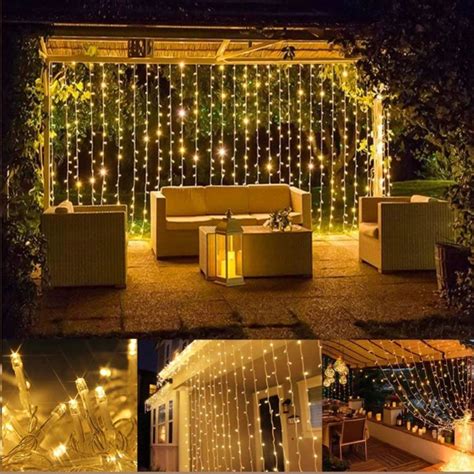 Led Christmas Light Icicle Waterfall Fairy String Curtain Lights