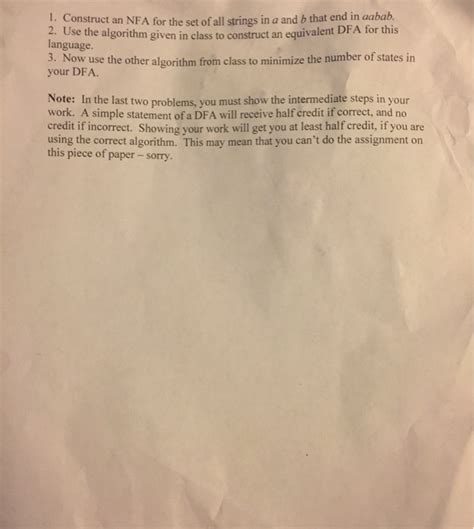 Solved 1 Construct An Nfa For The Set Of All Strings In A