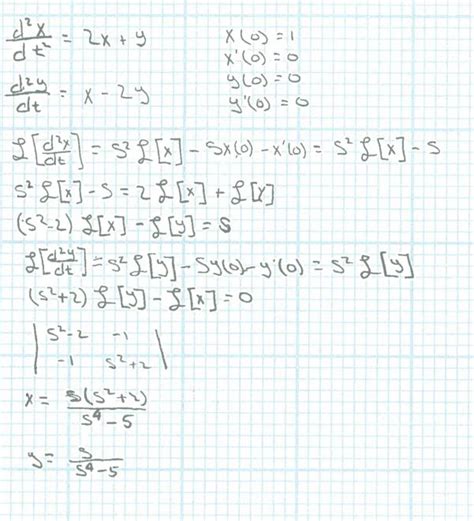 Solved D2xdt2 2x Y D2ydt X 2y X O 1 X O