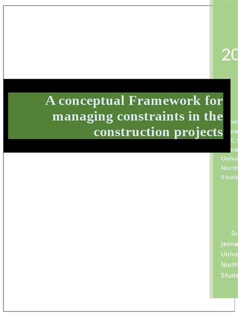 A Conceptual Framework For Managing Constraints For Construction