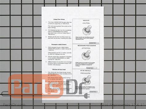 Frigidaire Top Surface Burner Valve Parts Dr