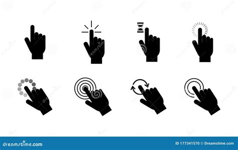 cursor click collection cursor computer mouses isolated on