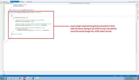 implementation of jquery data table in asp web forms