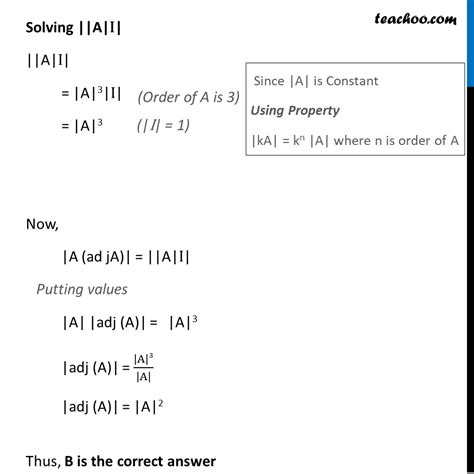 Let A Be A Square Matrix Of Order X Then Adj A Is Teachoo