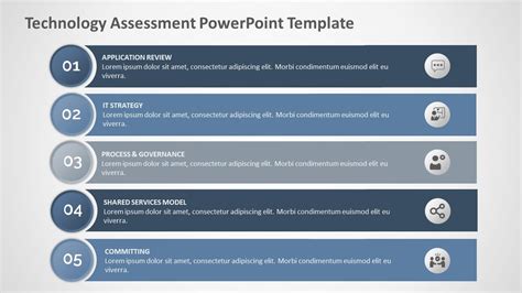 Blue And Gray Technology Assessment Steps Infographic Presentation Template