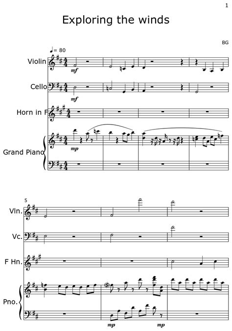 Exploring The Winds Sheet Music For Violin Cello Horn In F Piano