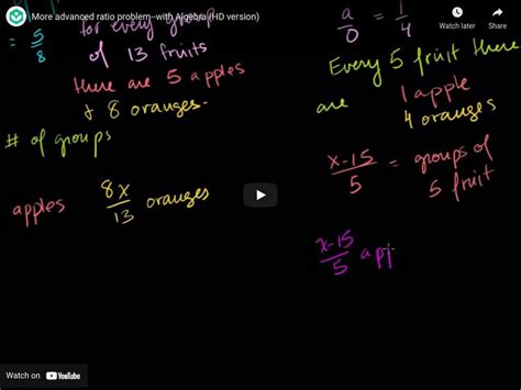 Khan Academy Algebra More Advanced Ratio Problems Instructional Video
