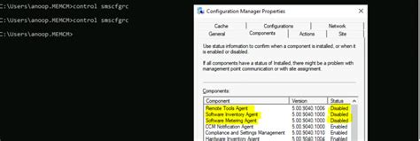 Configmgr Client Component Status Installed Enabled Disabled