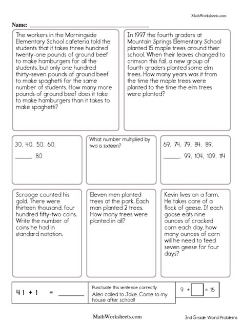 3rd Grade Word Problem Worksheets Book1 Pdf