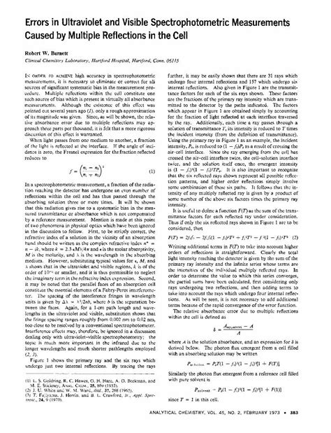 Pdf Errors In Ultraviolet And Visible Spectrophotometric Measurements