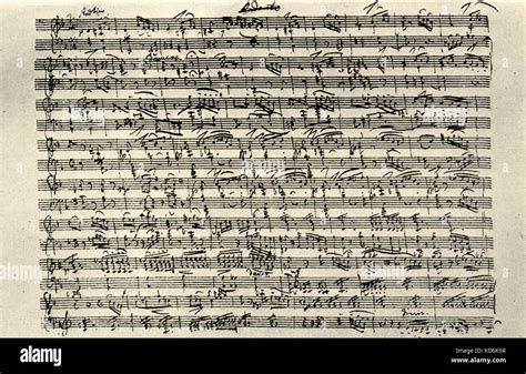 Franz Schuberts Handwritten Manuscript Score Of Andante From Piano