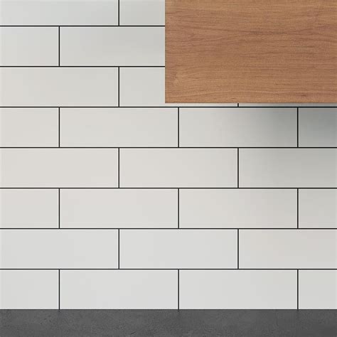 Polished White Ceramic Subway Wall Tile 4x12 Minimal Kitchen Wall Tiles