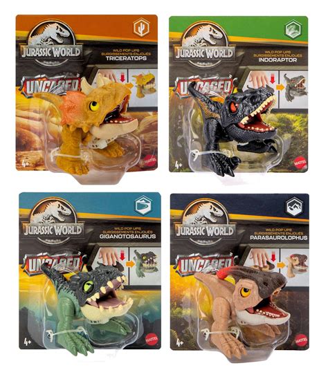 Jurassic World 2023 Wild Pop Ups Uncaged Set Of 4 Figures Triceratops