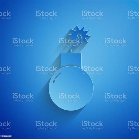 종이 컷 폭탄 파란색 배경에 고립 된 아이콘을 폭발 할 준비가 종이 아트 스타일입니다 벡터 일러스트레이션 개념에 대한 스톡 벡터 아트 및 기타 이미지 Istock