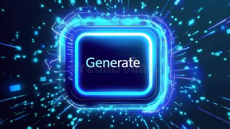 Generate Button With Futuristic Blue Glowing Lights Stock Video Video