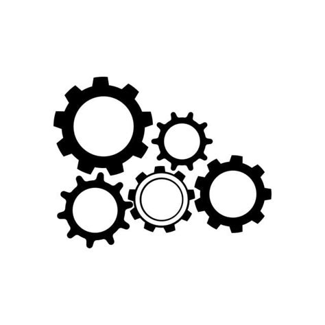 Three Gears Are Shown In Black And White