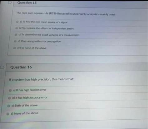 Solved Question 15 The Root Sum Square Rule RSS Discussed Chegg Com