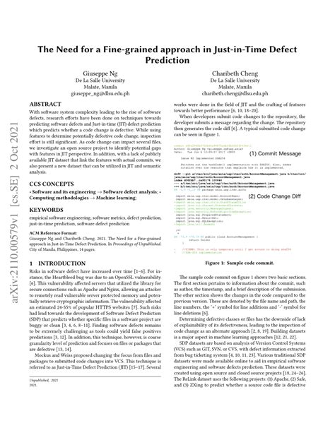 Pdf The Need For A Fine Grained Approach In Just In Time Defect