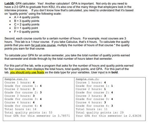 Solved Lab3B GPA Calculator Yes Another Calculator GPA Chegg Com