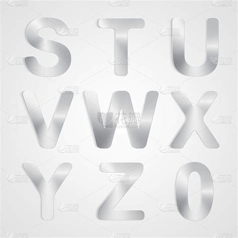 向量金属字母集。