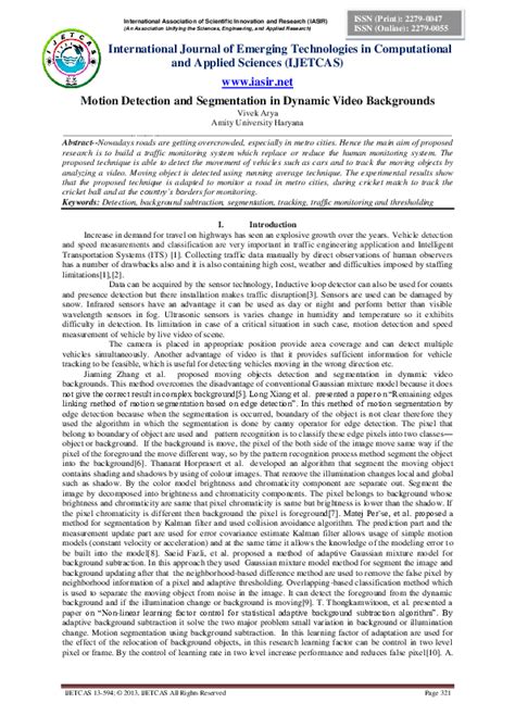 Pdf Motion Detection And Segmentation In Dynamic Video Backgrounds