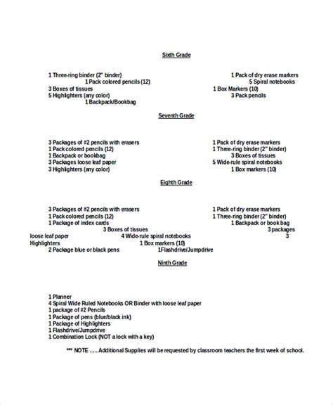 FREE Sample Supply List Templates In PDF MS Word