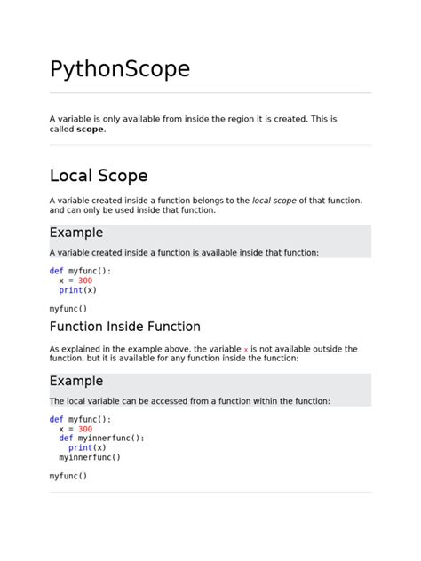 Understanding Python Variable Scope Pdf