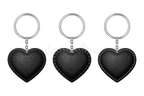Leather Heart Shape Keychain Holder Trinket For Key With Metal Ring