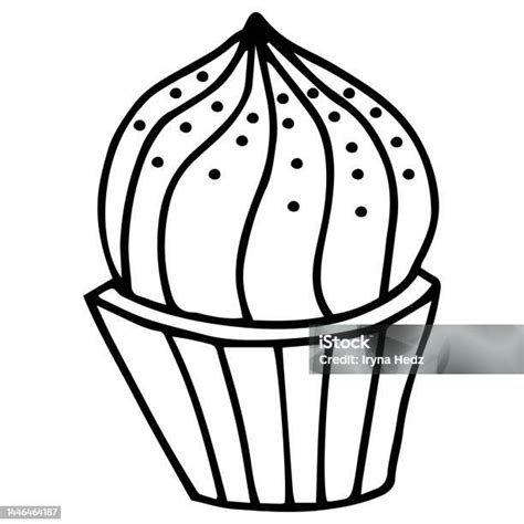 귀여운 낙서 머핀 카드 포스터 스티커 및 전문 디자인 웹 디자인 로고에 대 한 손으로 그린 벡터 그림 흰색 배경에 격리 색칠하기에 대한 스톡 벡터 아트 및 기타 이미지