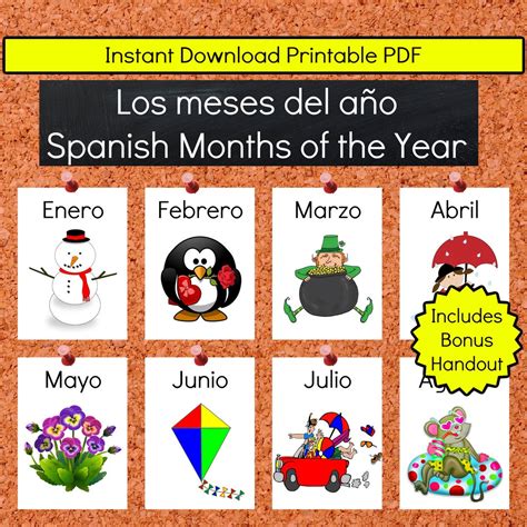 Spanish Months Of The Year Teaching Printable Resources Classroom