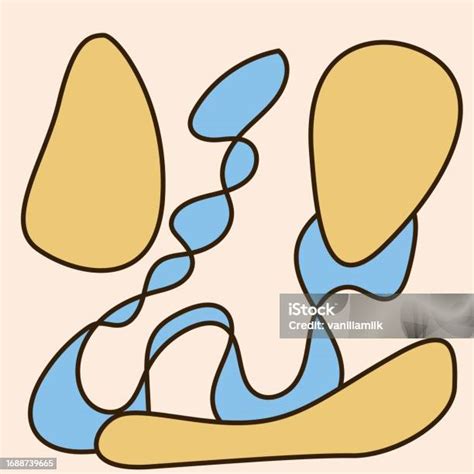 추상 낙서 곡선 선 모양 기호 실루엣 재미 있은 아이콘 포스터 템플릿 패턴 배경 0명에 대한 스톡 벡터 아트 및 기타 이미지
