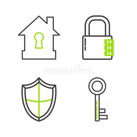 Set Line Key Shield Safe Combination Lock And House Under Protection