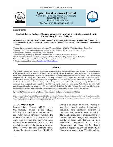Pdf Epidemiological Findings Of Lumpy Skin Disease Outbreak