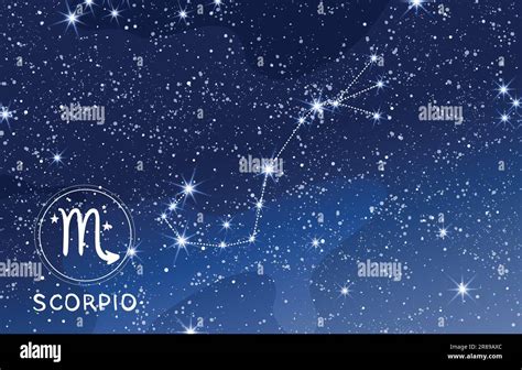 Constelación De Escorpio En El Cielo Nocturno Azul Signo Del Zodiaco