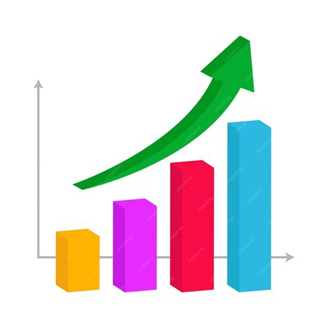 Premium Vector Colorful Bar Chart With Upward Arrow Isolated On White Background
