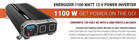 Refurbished Enk1100 Energizer 1100 Watt 12v Dc To 110v Ac Power Invert