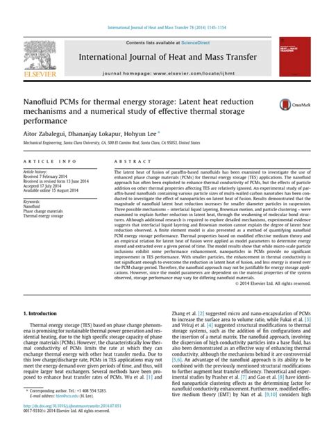 Nanofluid Pcms For Thermal Energy Storage Latent Geat Reduction