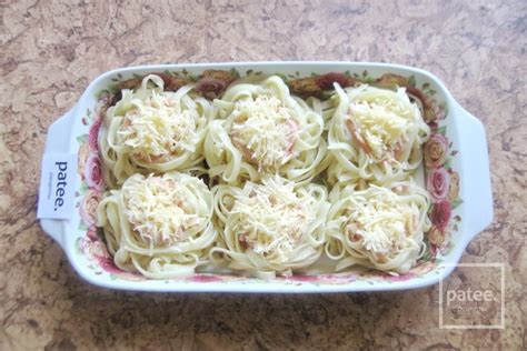 Гнезда из макарон с ветчиной - рецепт с фотографиями - Patee. Рецепты