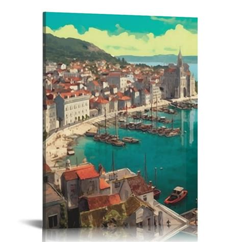 Mlja Retro Vintage Style Travel Or Cans Split Croatia Wall Art World