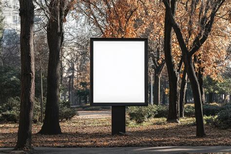 Blank Signboard Against Trees In Park Premium Ai Generated Image
