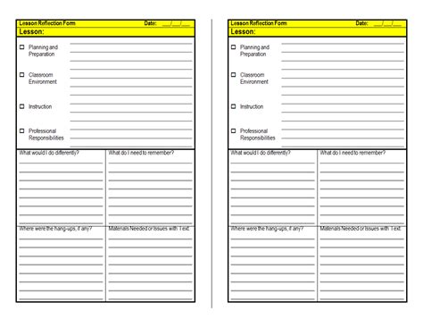 Lesson Reflection Form Danielsondoc Organization And Management