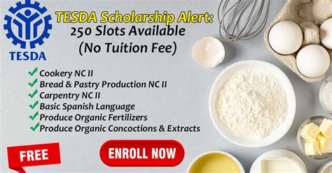 TESDA Scholarship Alert Slots Available No Tuition Fee