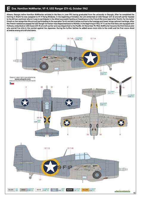 Asisbiz Grumman F4F 4 Wildcat VF 9 Black 9F12 Hamilton McWorther Aboard