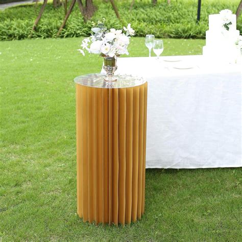 32 Gold Cylinder Display Column Stand Tableclothsfactory