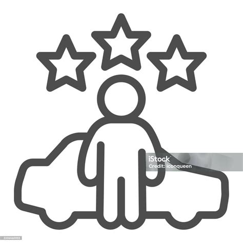 Man And Stars With Taxi Car Line Icon Neural Dataset Concept Vector Graphics Famous Service