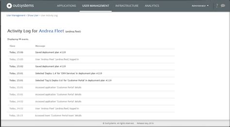 monitor usage with audit logs outsystems 11 documentation