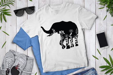 Floral Elephant Svg Cut Files Floral Elephant Clipart By Doodle Cloud