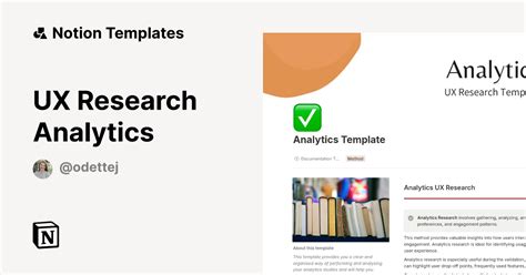 Ux Research Analytics Template By Odette Jansen Notion Marketplace