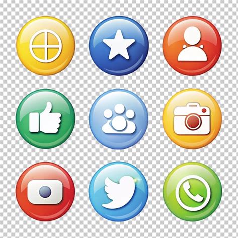 Social Media Icons Buttons Premium AI Generated PSD
